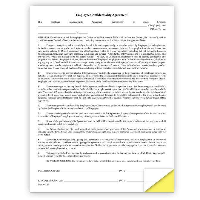Employee Confidentiality Agreement – New Mexico Independent Auto ...