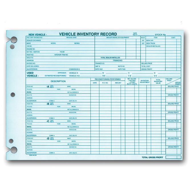Vehicle Inventory Records (1-Sided) – New Mexico Independent Auto ...