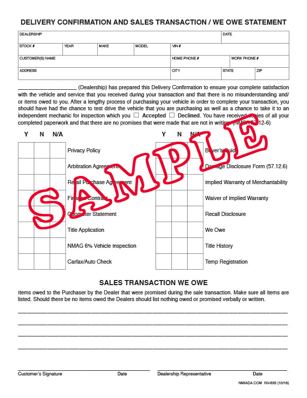 Delivery Confirmation – New Mexico Independent Auto Dealers Association ...